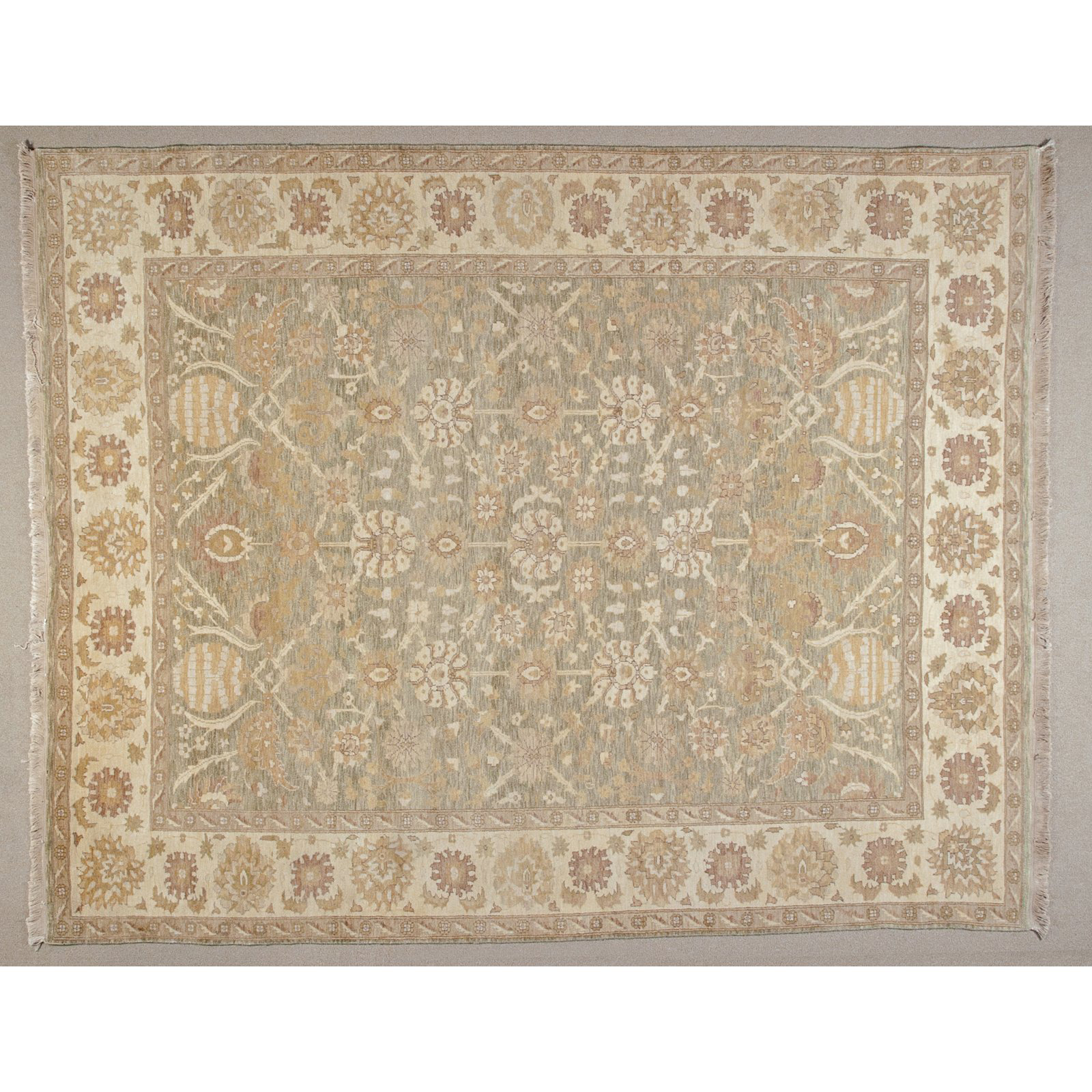Aga John Oriental Rugs One-of-a-Kind Hand-Knotted Beige/Tan/Light Sage Green 8'2" x 10'1" Wool ...